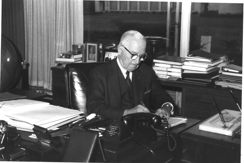 Photograph of Former President Truman at his Truman Library Desk ...