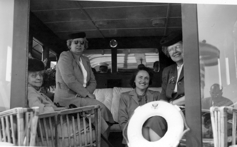Madge Gates Wallace, Bess Truman, May Wallace aboard the Williamsburg ...