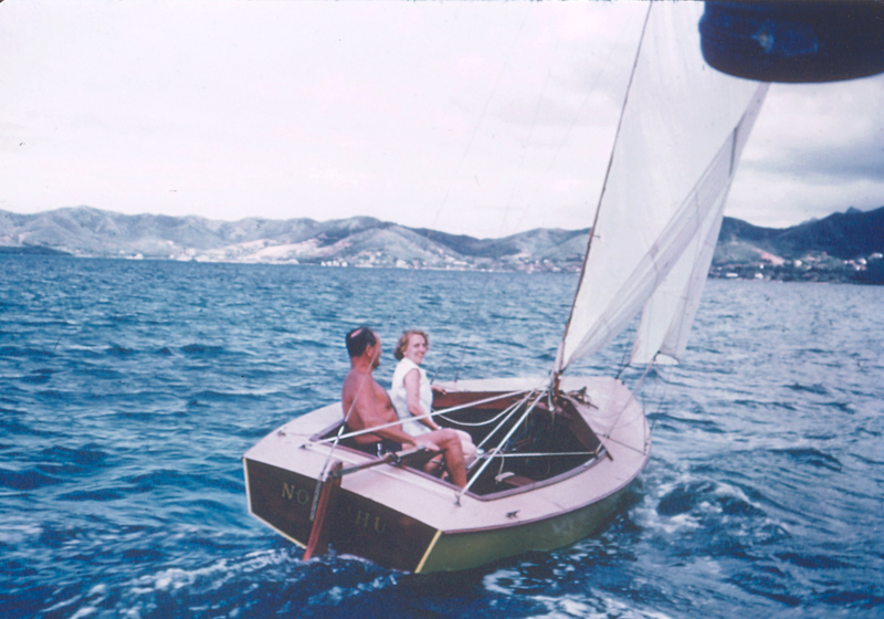 Margaret Truman and Edwin Pauley in a Sailboat off Coconut Island in ...