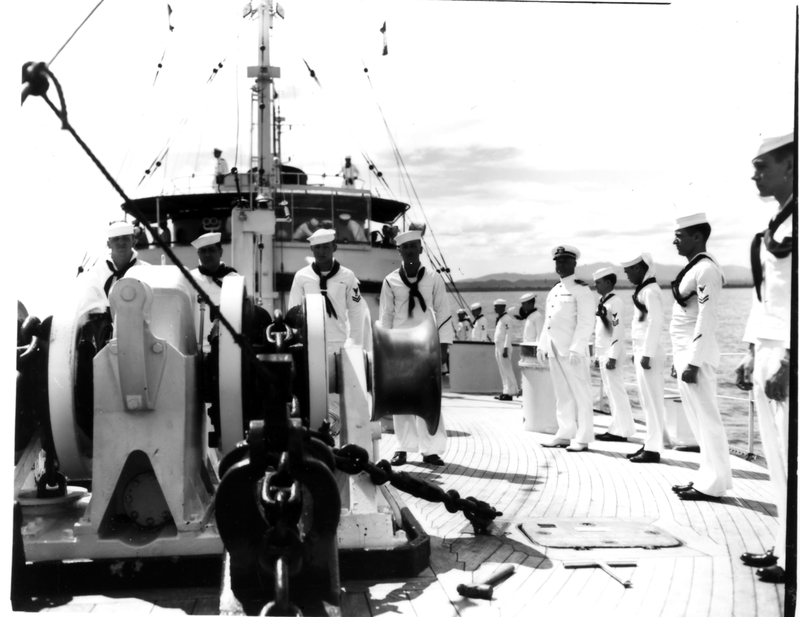 Sailors on Deck as the Williamsburg Approaches Frederiksted, St. Croix ...