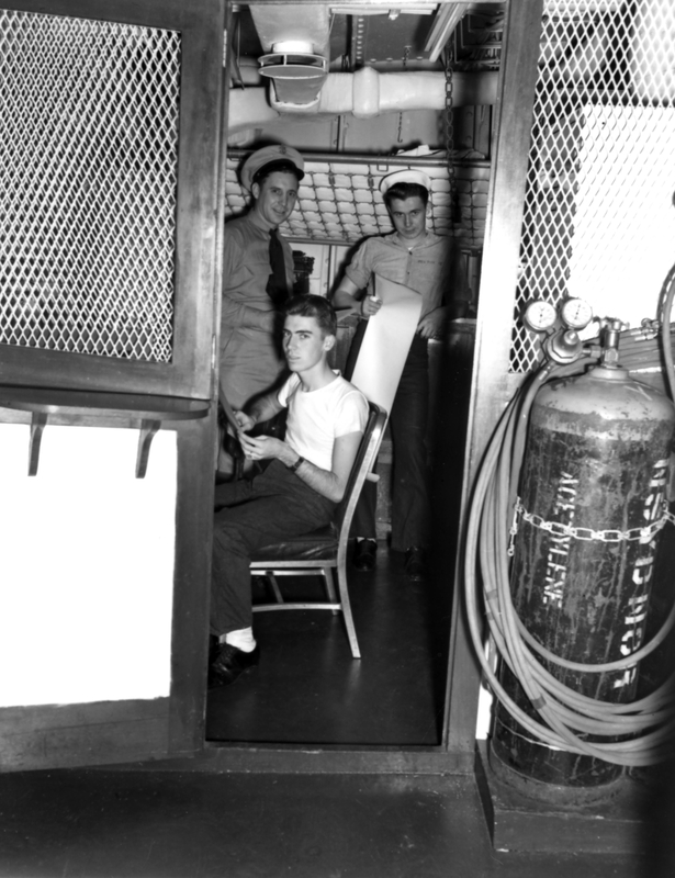 Three Sailors in a Utility Room Aboard the Williamsburg | Harry S. Truman
