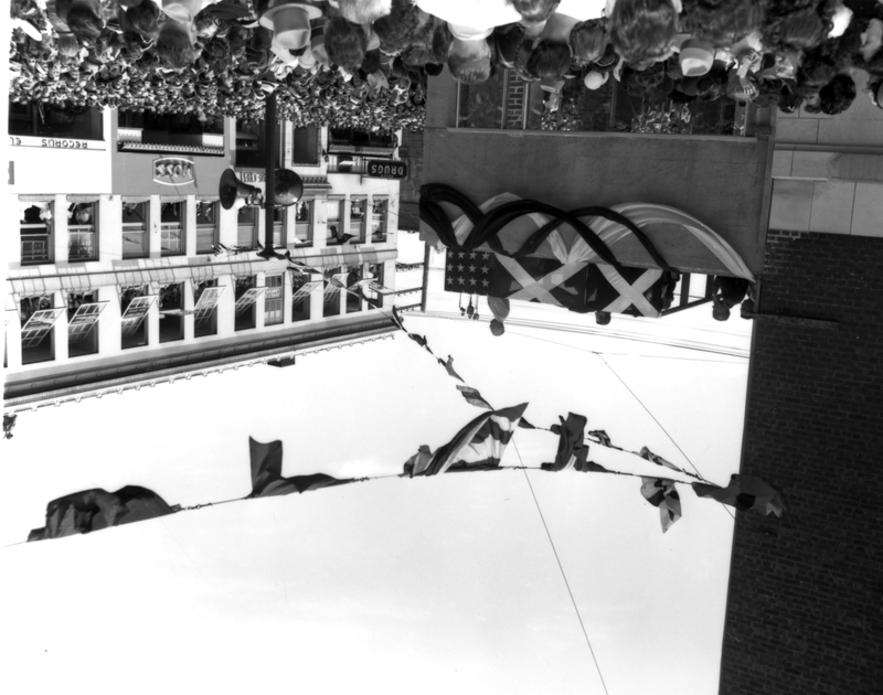President Truman addresses the crowd on an outdoor platform at ...