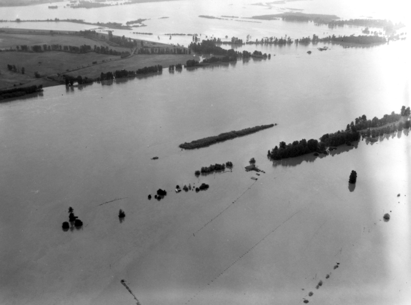 Aerial View of Flood Damage Along the Columbia River at Vanport, Oregon ...