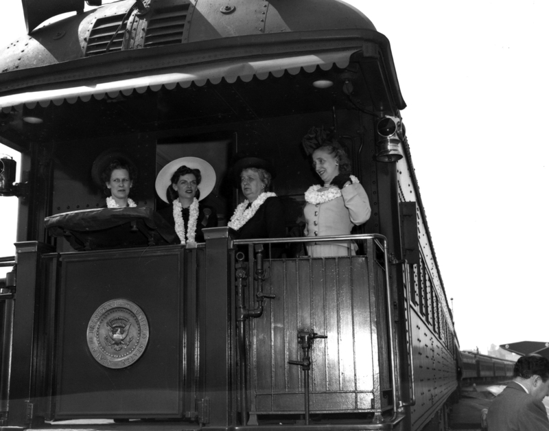 Bess and Margaret Truman and on the Rear Platform of a Train in ...
