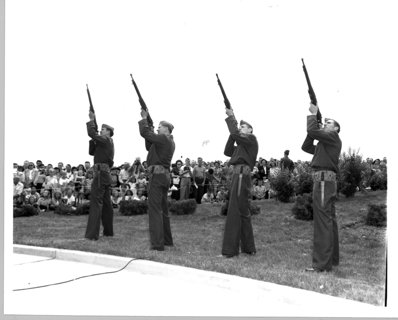 Four Military Men Firing a Salute to President Truman in Omaha ...