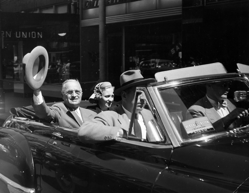 President Harry S. Truman and Margaret Truman in Car in San Antonio ...