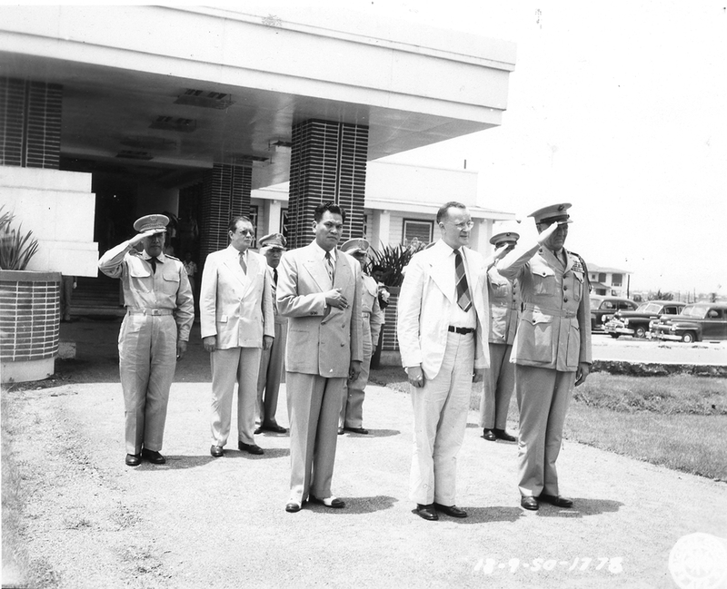 General Graves B. Erskine and John F. Melby with Officers Saluting ...