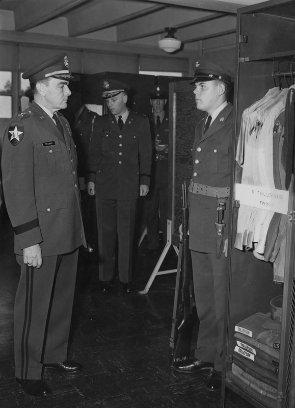 Louis W. Truman Studies a Wall Locker During an Inspection | Harry S ...