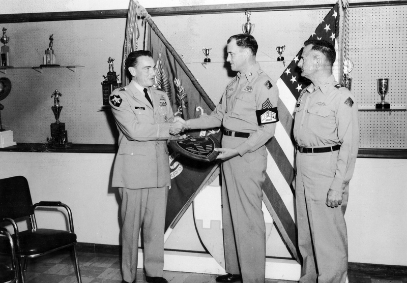 Major General Truman Presents a Plaque to Sergeant Thomas S. Hill ...