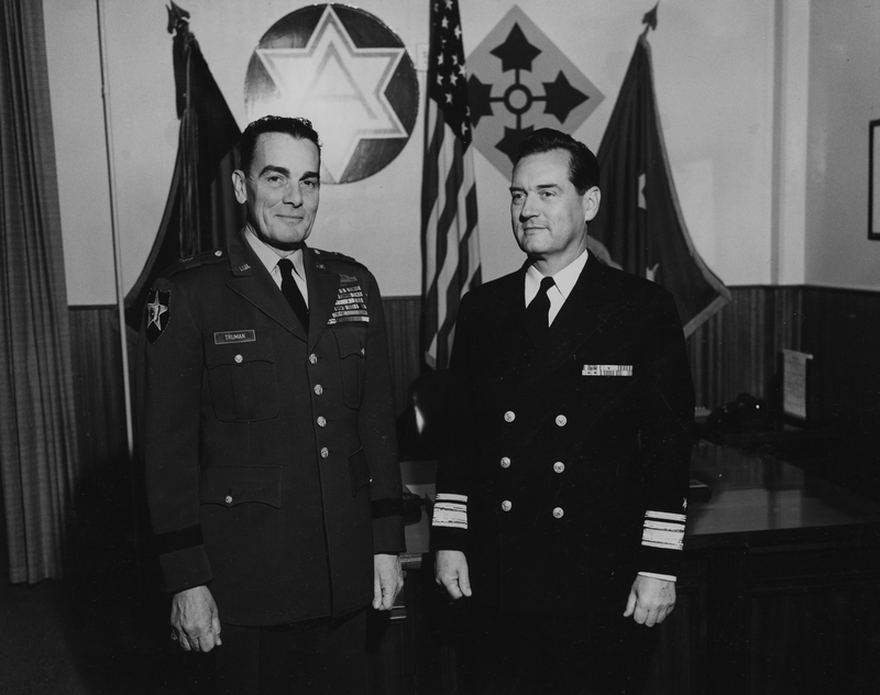 Major General Louis W. Truman Poses with Rear Admiral Charles K. Duncan ...