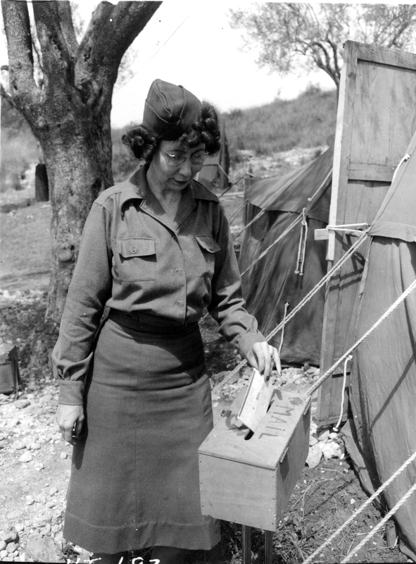 Women's Army Corps (WAC) Soldier Florence N. Terry Puts a V-Mail Letter ...