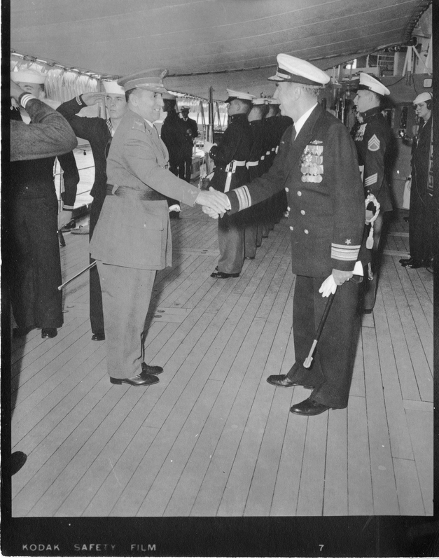Rear Admiral Lewis S. Parks Greets Brigadier General Mignal Zumarraga ...