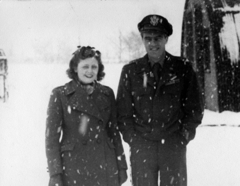 Military Officer and Woman Stand in the Snow | Harry S. Truman