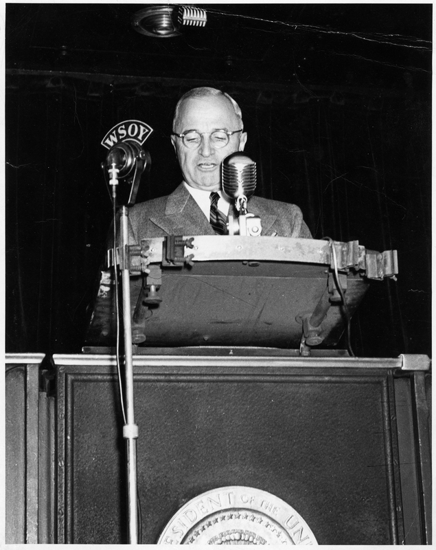 President Truman Speaking at a Whistlestop in Illinois During ...