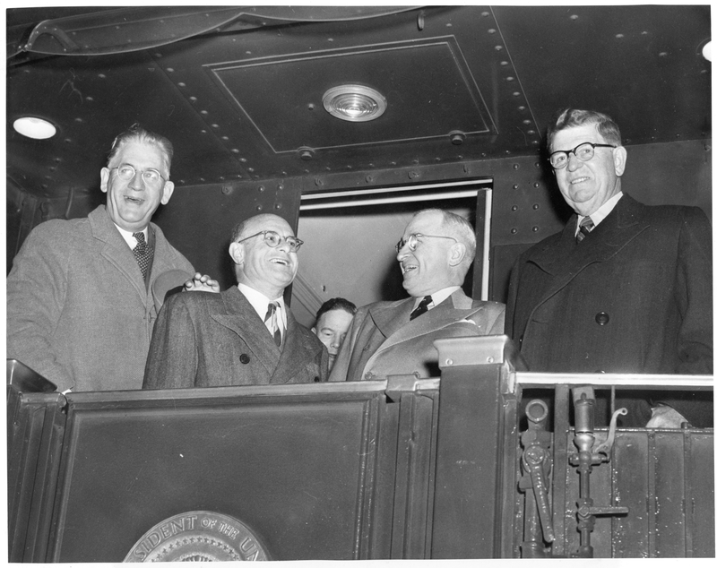 President Truman Laughs from the Rear Platform of a Train | Harry S. Truman