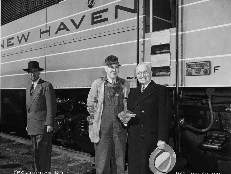 Harry Truman with Robert L. Acker outside a train | Harry S. Truman