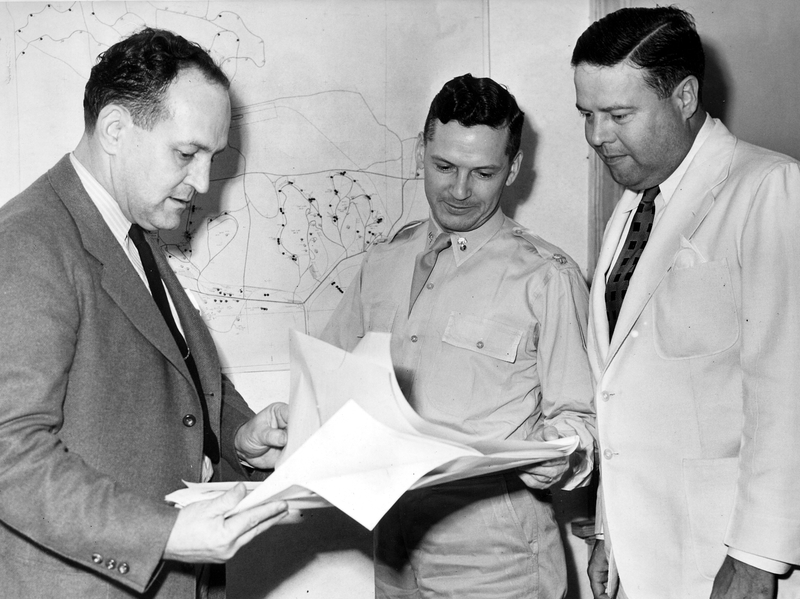 Harry Vaughan with unidentified men | Harry S. Truman