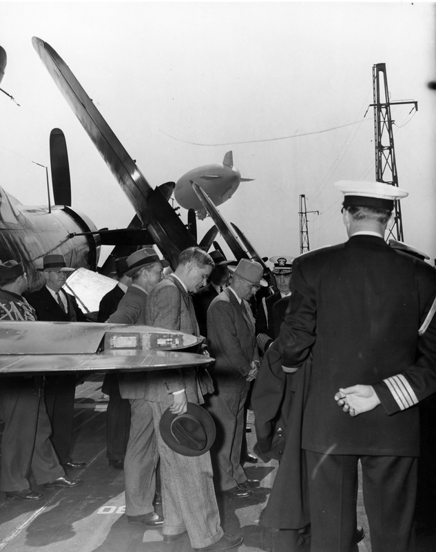 President Truman and party on board U. S. S. Franklin D. Roosevelt ...