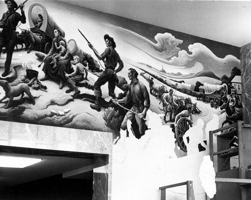 The partially completed Thomas Hart Benton mural | Harry S. Truman