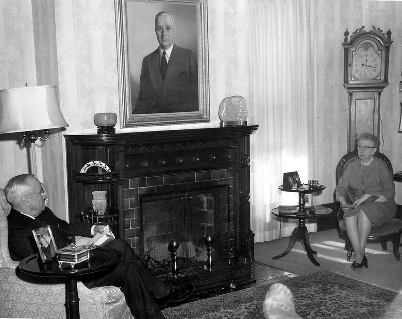 Mr. and Mrs. Truman read in their living room | Harry S. Truman