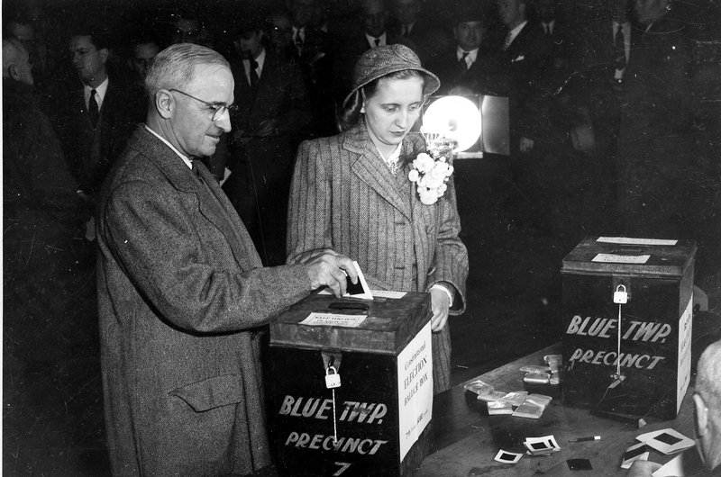 President Truman and Margaret Truman voting | Harry S. Truman