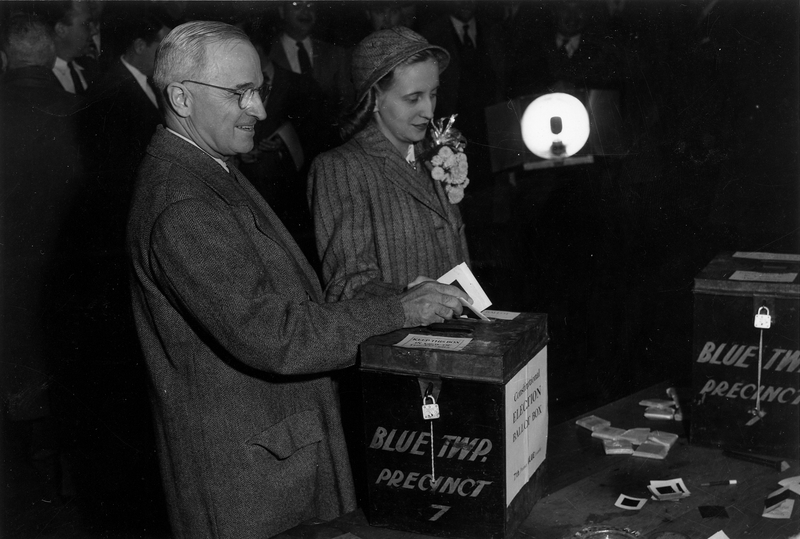 Truman and Margaret Truman voting | Harry S. Truman