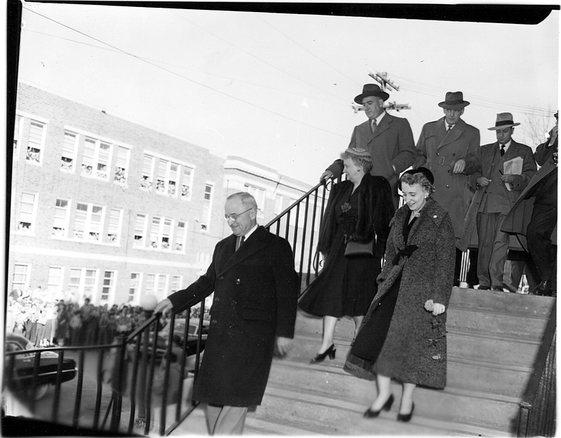 The Trumans on the steps of Memorial Hall | Harry S. Truman