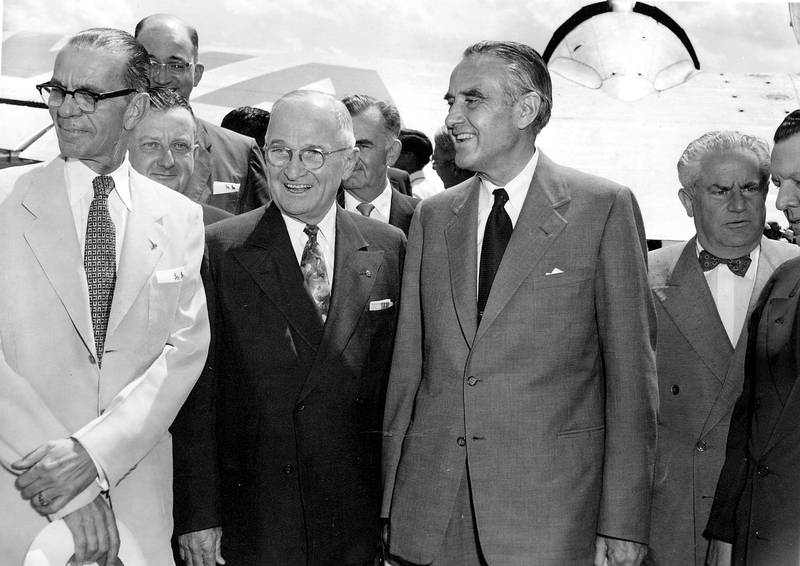Truman and Harriman smiling with crowd | Harry S. Truman