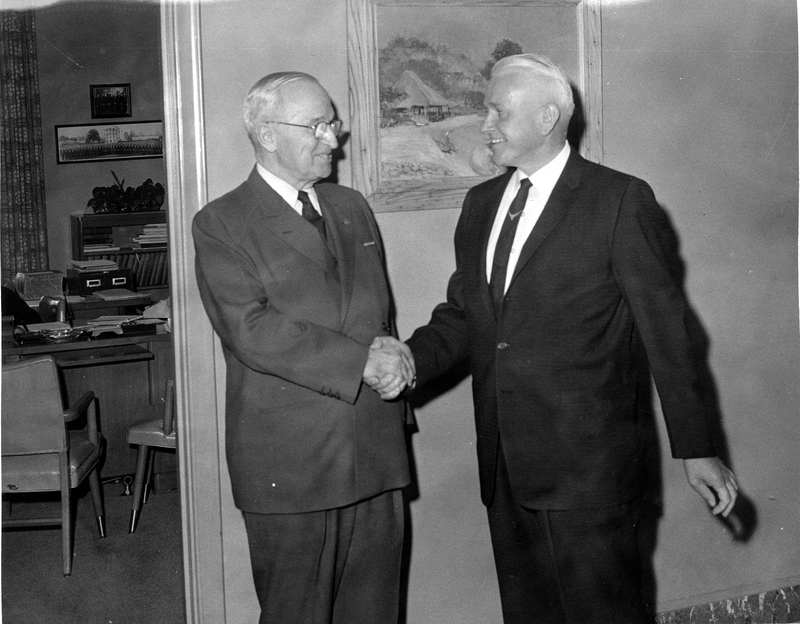 Harry S. Truman shakes hands with Edward Murrill | Harry S. Truman