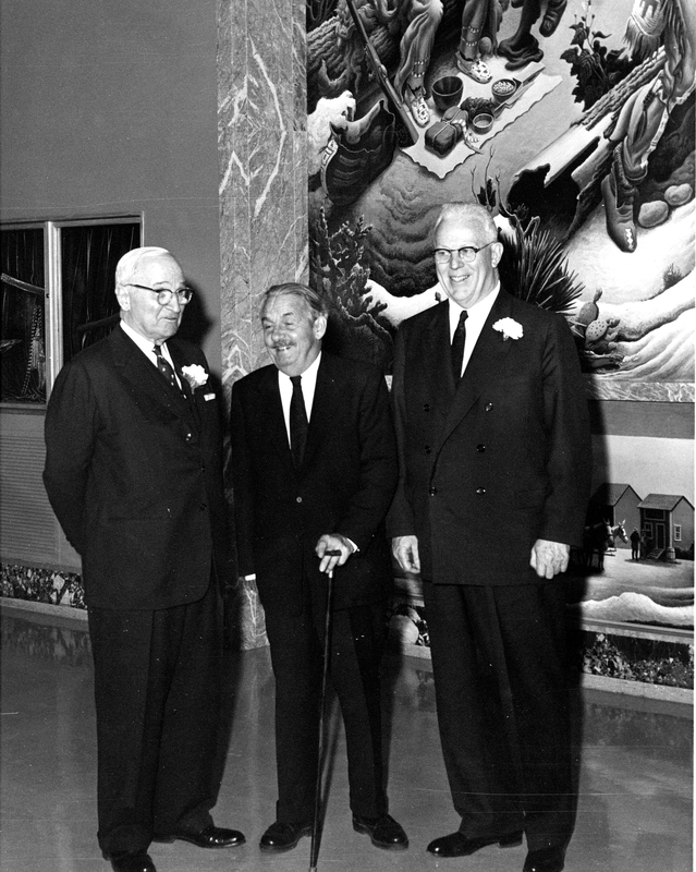 Truman, Benton, and Warren at mural dedication | Harry S. Truman