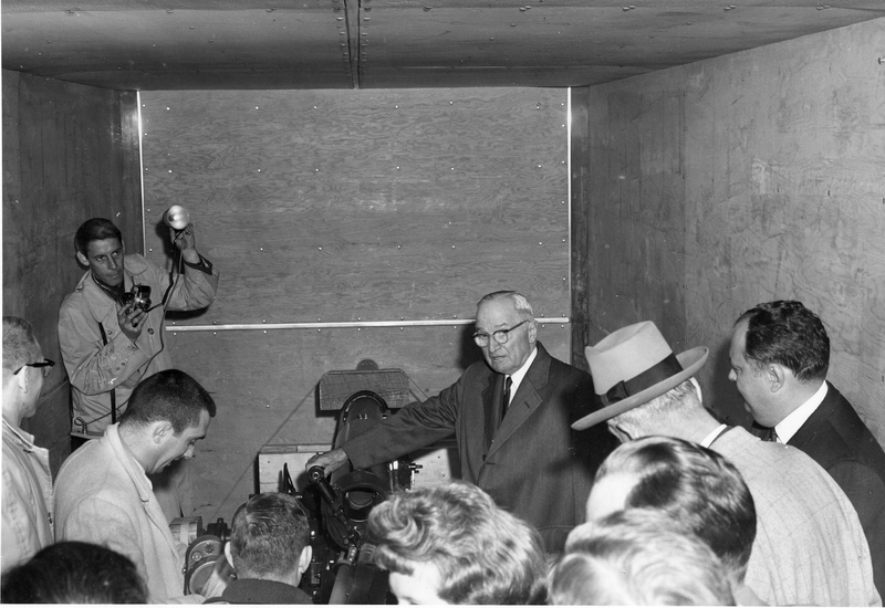 Truman poses with gun at viewing | Harry S. Truman