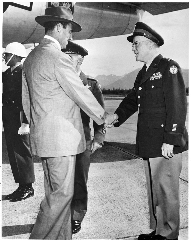 Secretary Frank Pace Greeted by Army Officer | Harry S. Truman