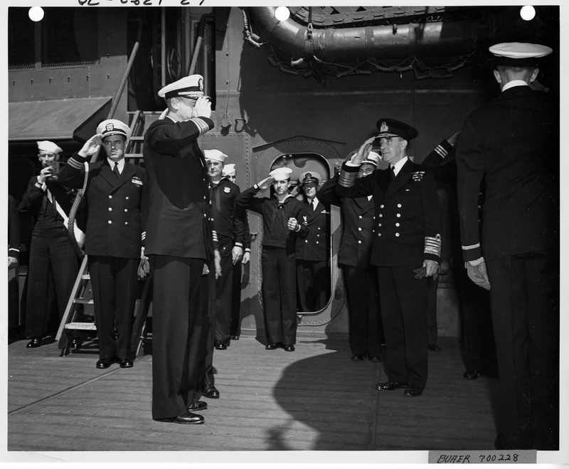 Admiral Ralph Leatham Boards the USS Augusta | Harry S. Truman