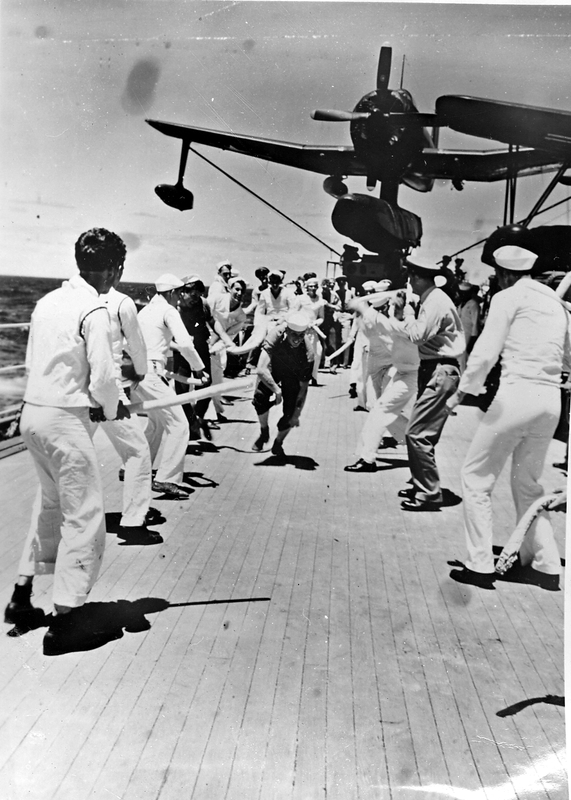 Scene from a Crossing the Equator Ceremony on the USS Missouri | Harry ...