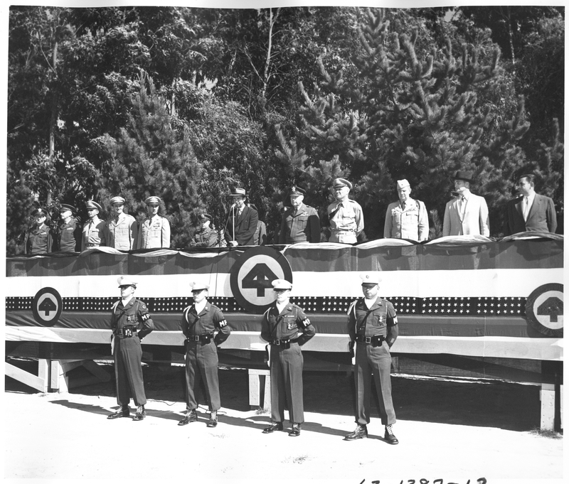 Secretary Frank Pace Speaking to 44th Infantry Division at Camp Cooke ...