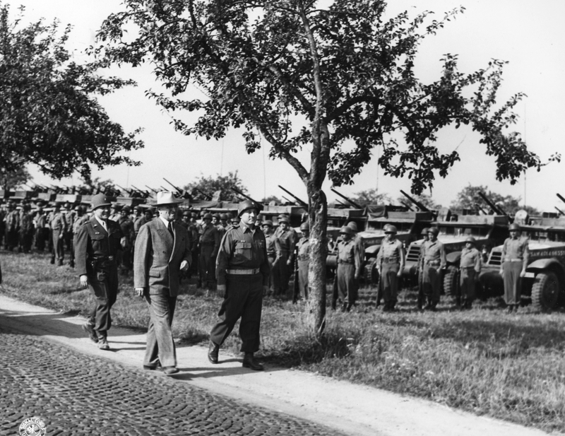 President Truman and General Hickey after troop inspection in Germany ...