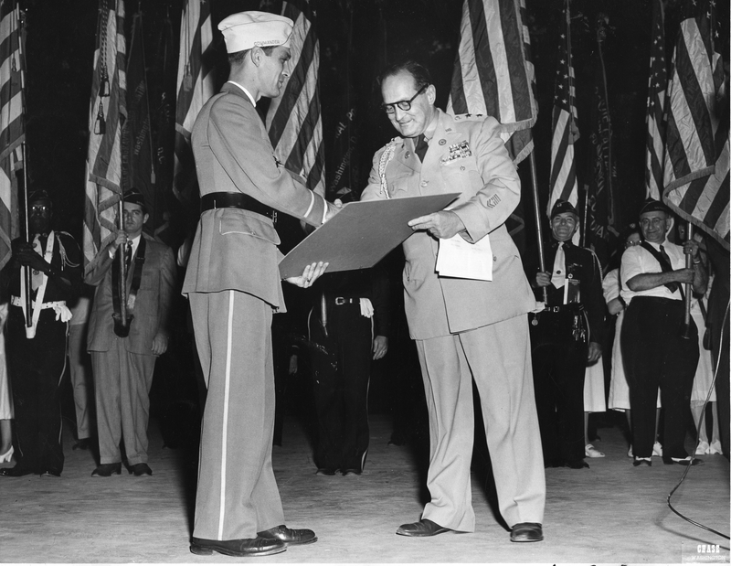 General Vaughan Presenting Award to McQuade | Harry S. Truman
