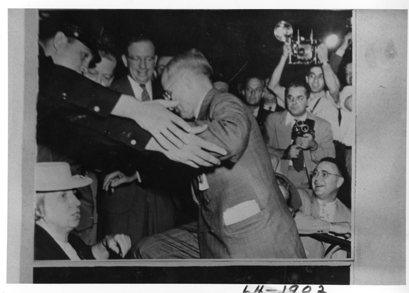 Senator Harry S. Truman, Bess, and Edward McKim at the 1944 Democratic ...