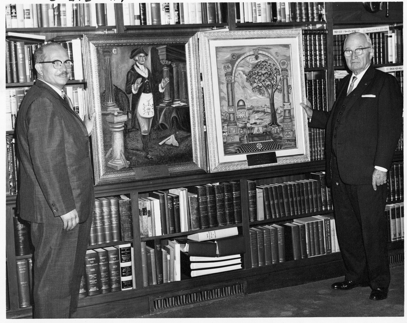 Abraham Baum Presenting Artwork to Former President Harry S. Truman ...