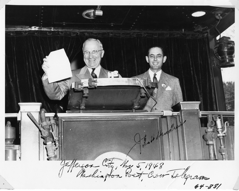 President Harry S. Truman on a Train Platform in Jefferson City ...