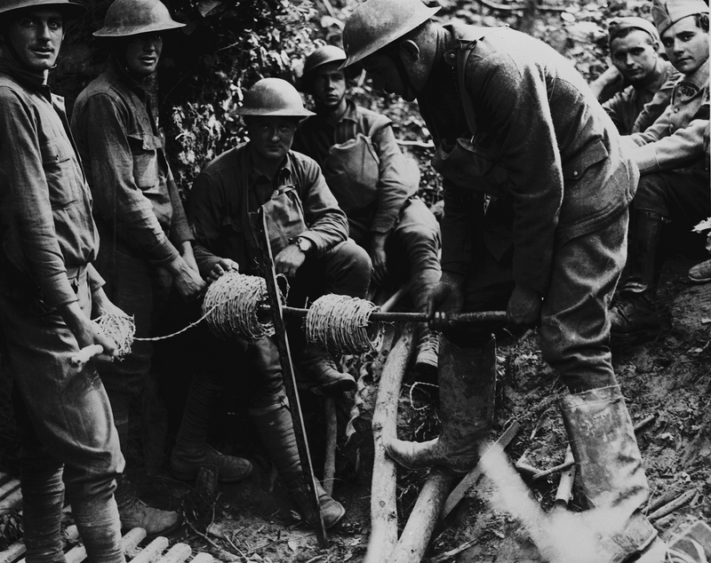 World War I soldiers laying barbed wire | Harry S. Truman