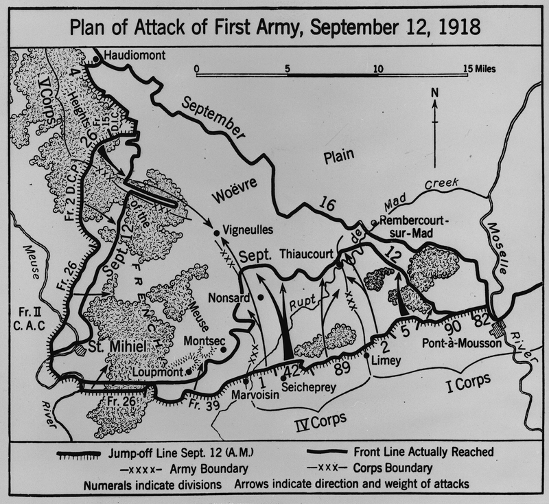Map of plan of attack of the First Army during World War I | Harry S ...