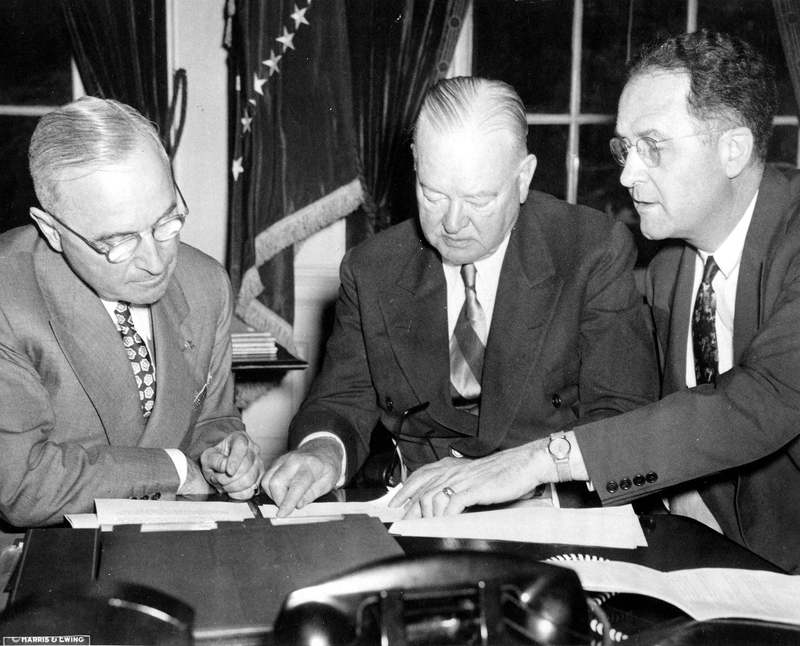 Former President Hoover, President Truman, and Clinton P. Anderson ...