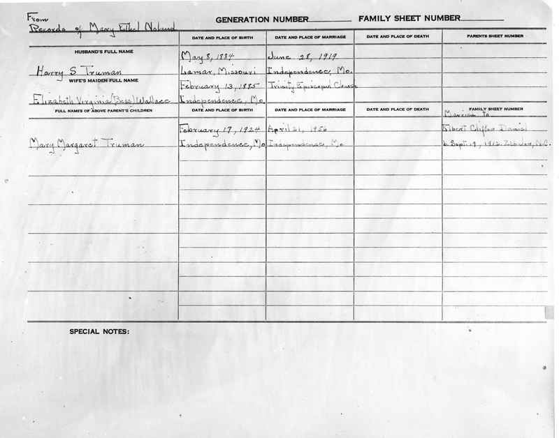 Family tree of the Harry S. Truman ancestral lines: Harry S. Truman and ...