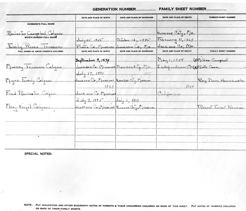 Family tree of the Harry S. Truman ancestral lines: Rochester Campbell ...