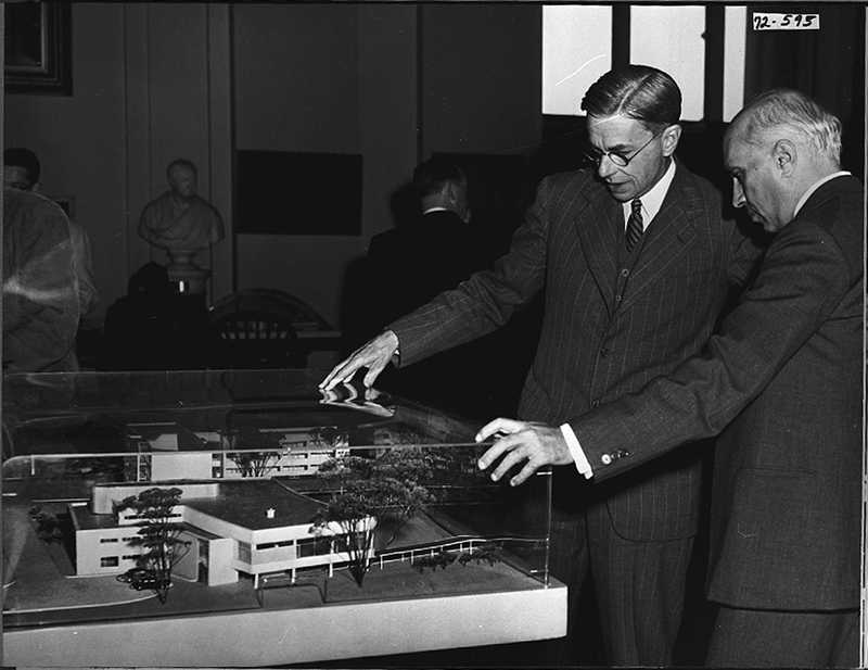 President Conant of Harvard shows a Building model to Prime Minister ...