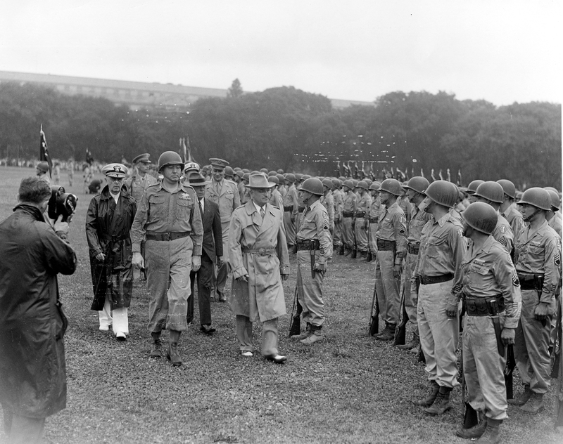 President Truman surveys a Nisei regiment | Harry S. Truman