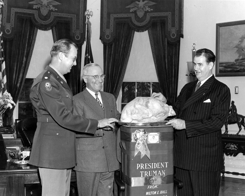 Truman accepts a turkey from Senator Olin Johnston | Harry S. Truman