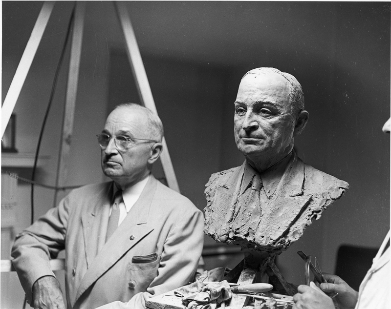 President Truman Posing for A Bust of Himself | Harry S. Truman