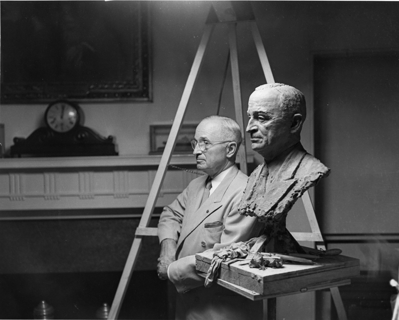 President Truman Poses for Bust of Himself | Harry S. Truman